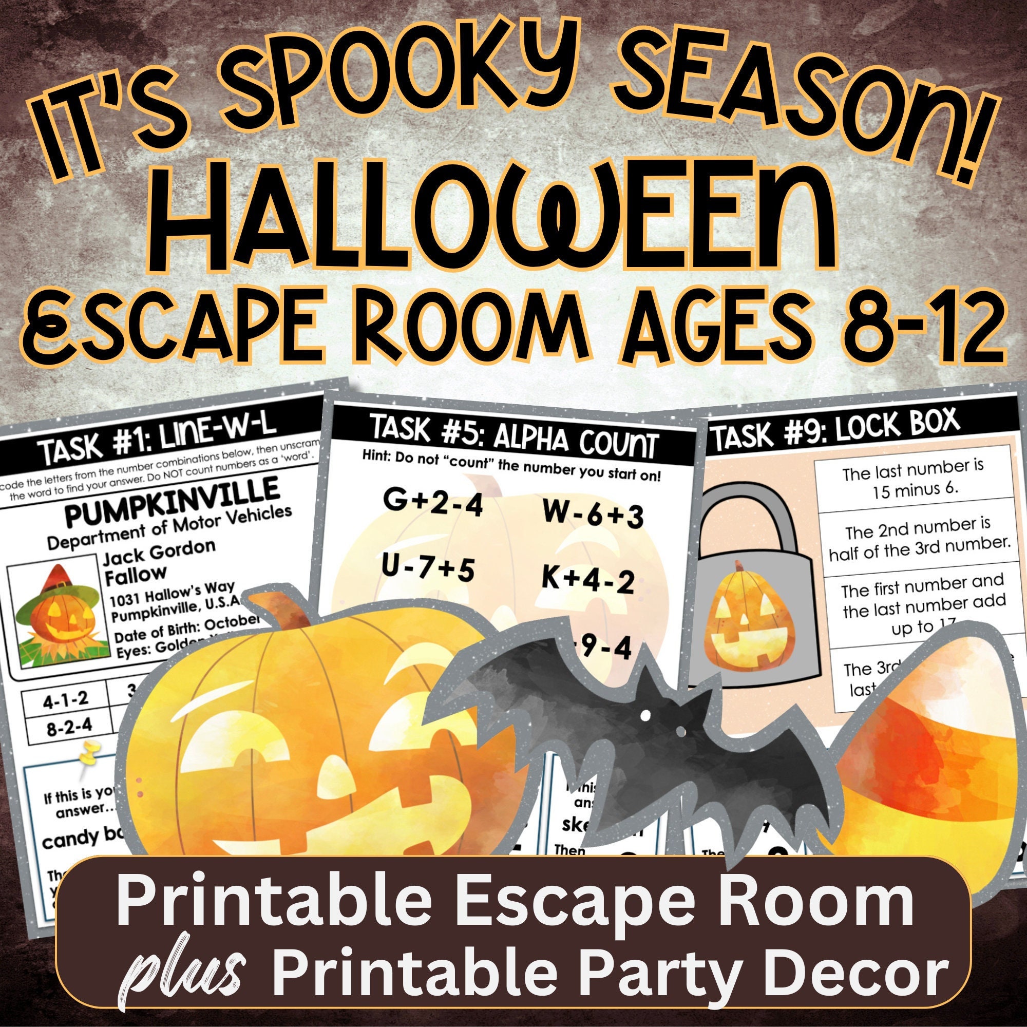 Halloween Escape Room printable Kit includes Party Decorations - Etsy