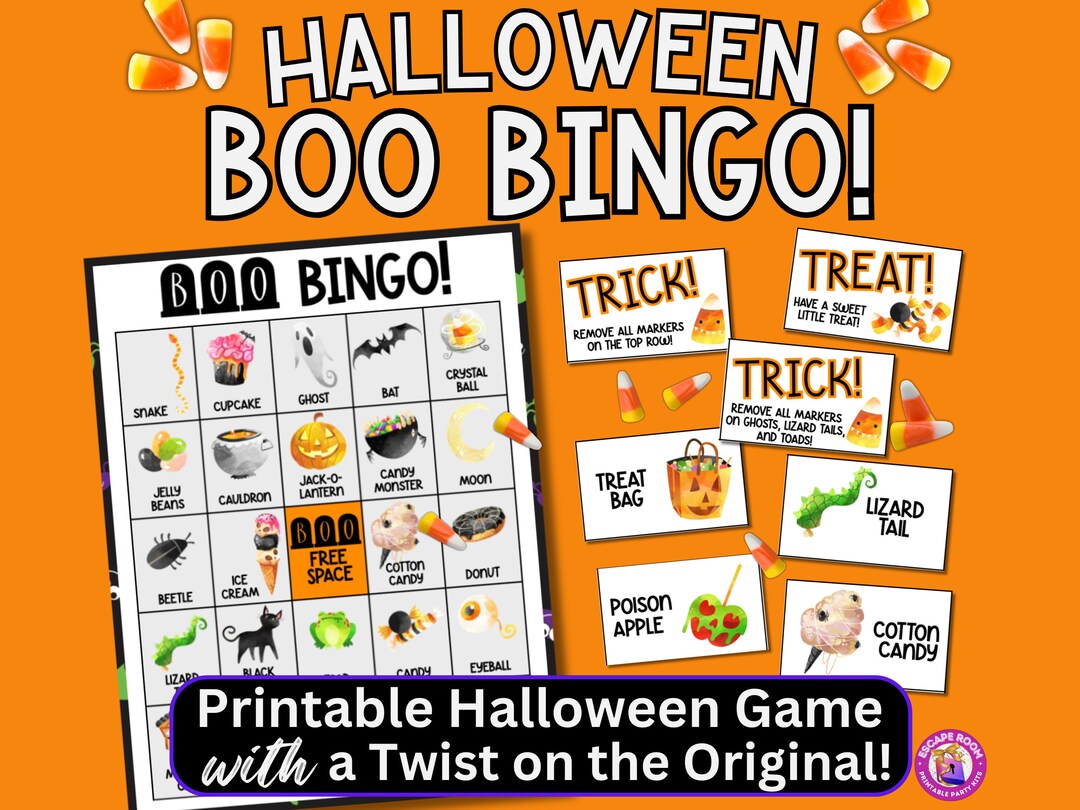 Halloween Boo Bingo Printable Game With Special Trick or Treat Calling ...
