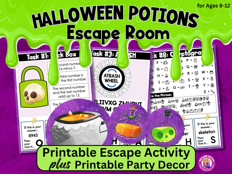 Halloween Potions Printable Escape Room for Kids Ages 8-12 Plus Party ...