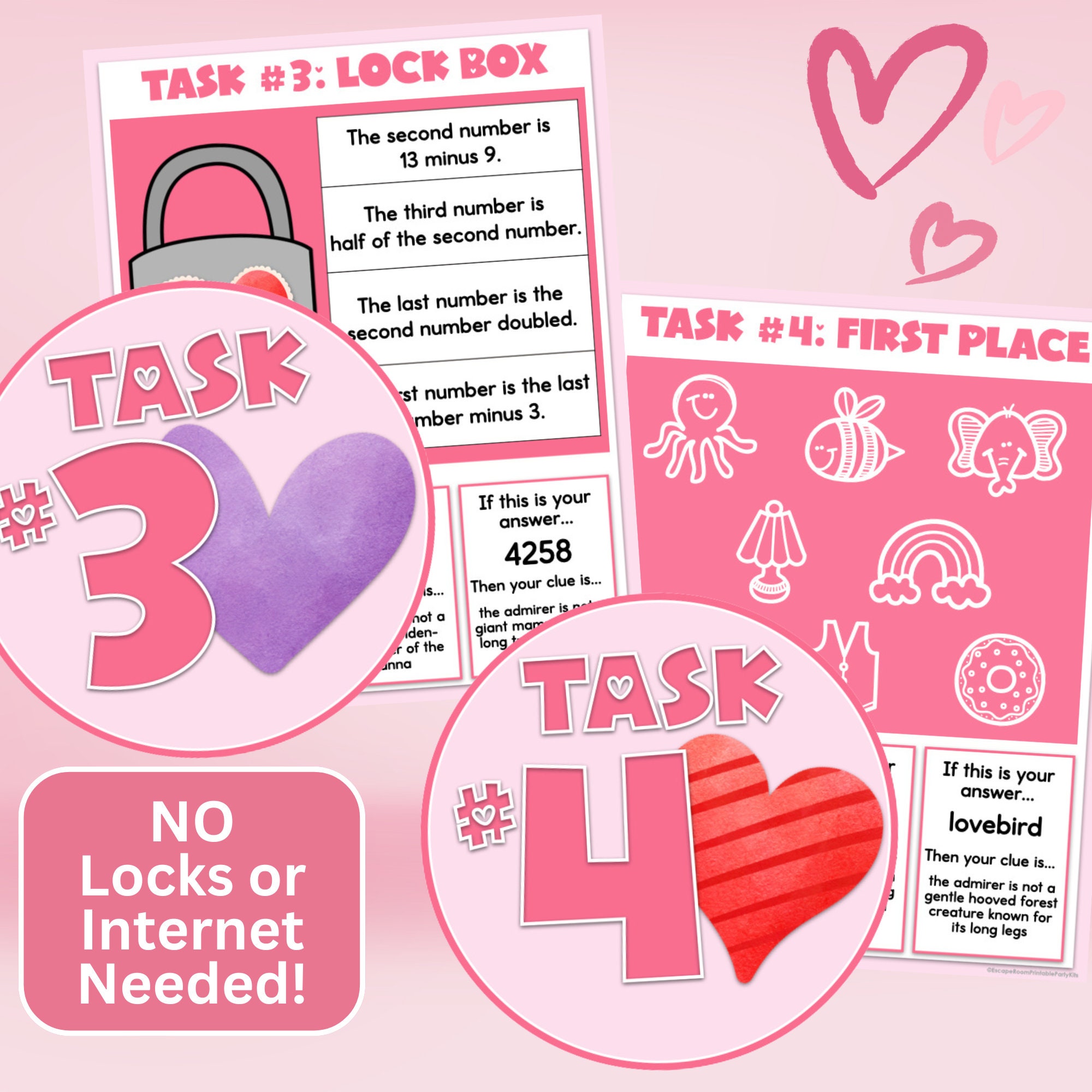 Secret Admirer Valentine's Day Themed Kids Mystery Printable Game Kit ...