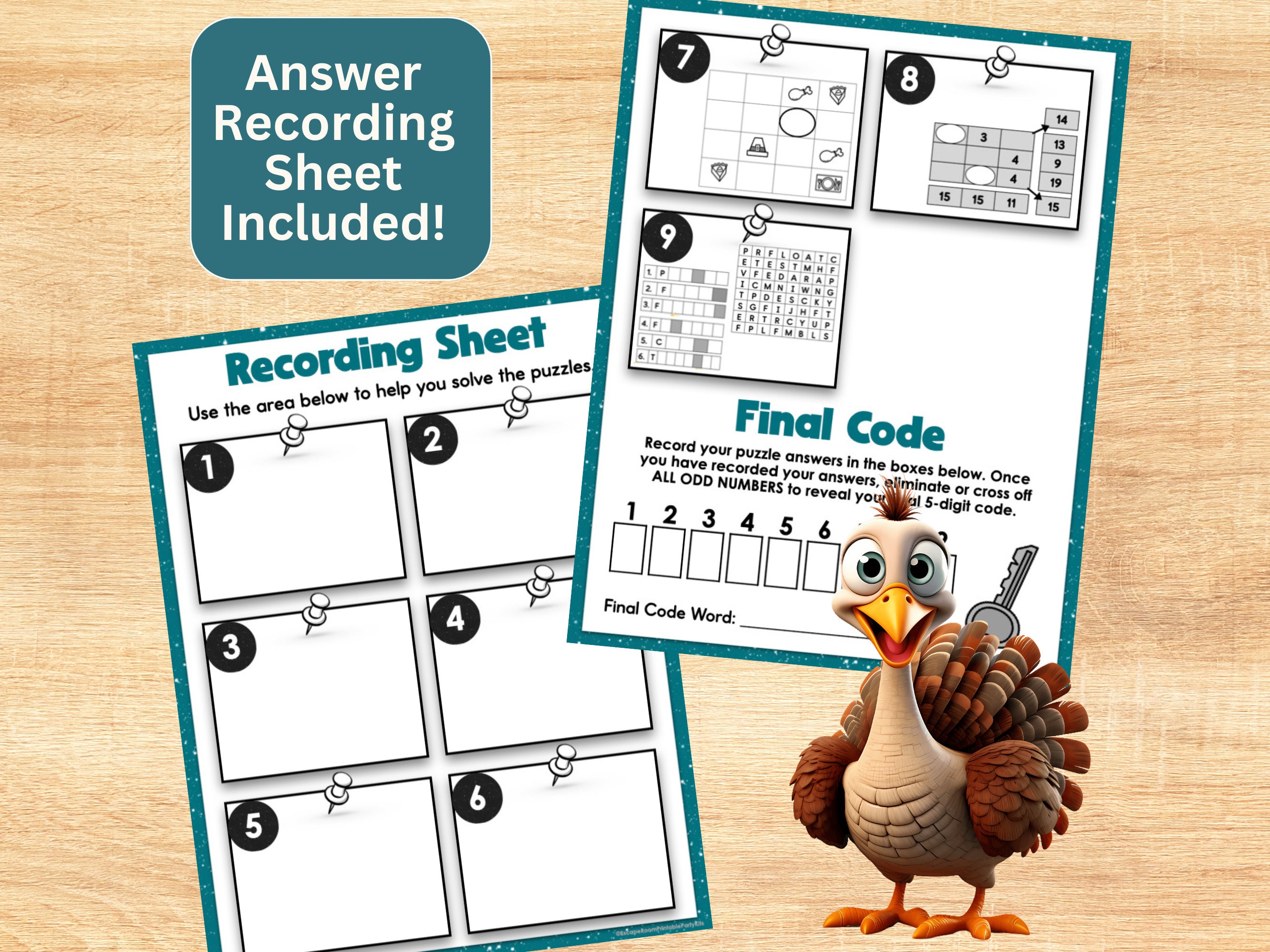 Thanksgiving Turkey Escape Room Game: Printable Party Decor (ages 8-12 ...