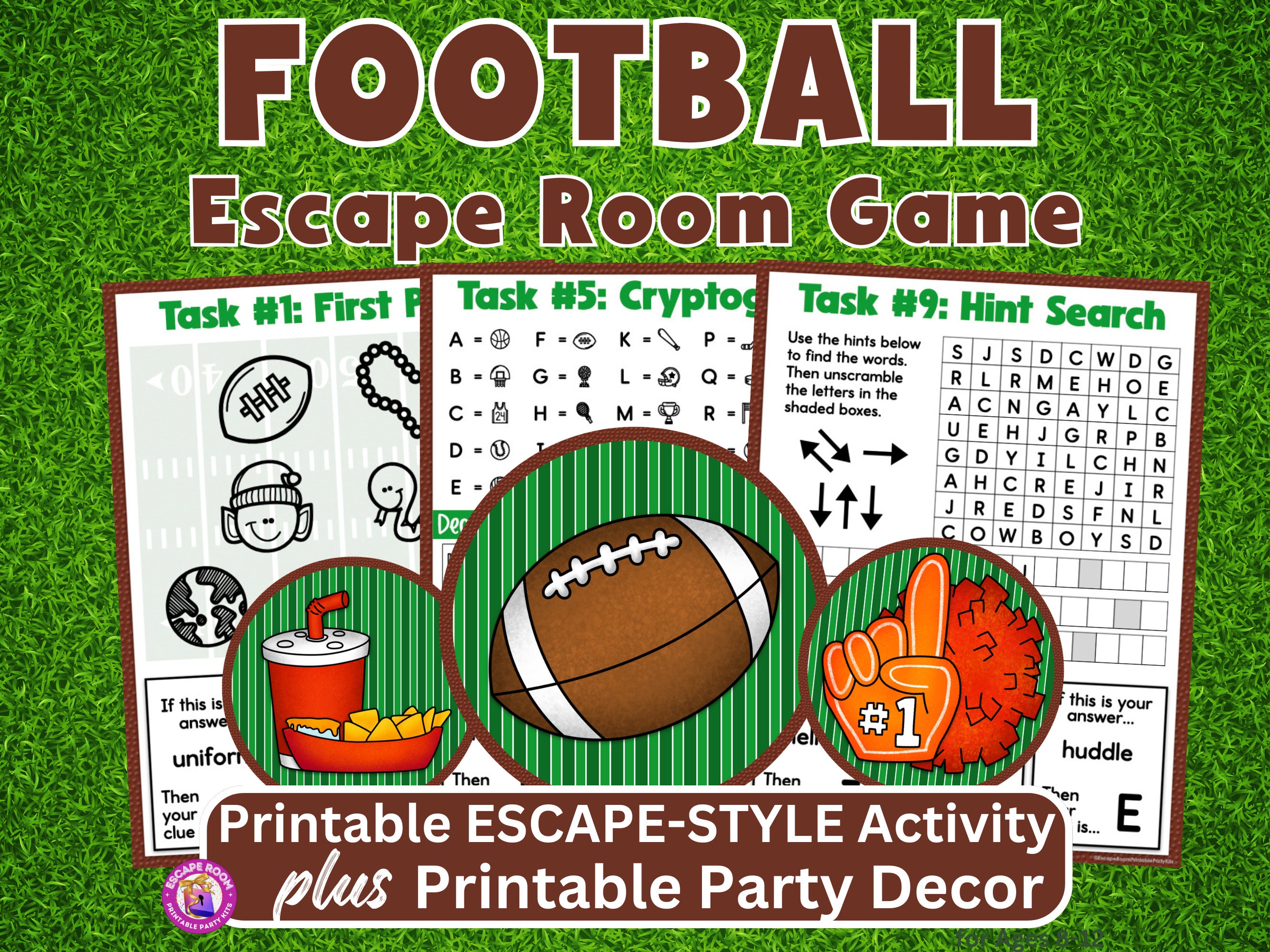 Football Themed Printable Escape Room Style Activity Game for Ages 8-12 ...