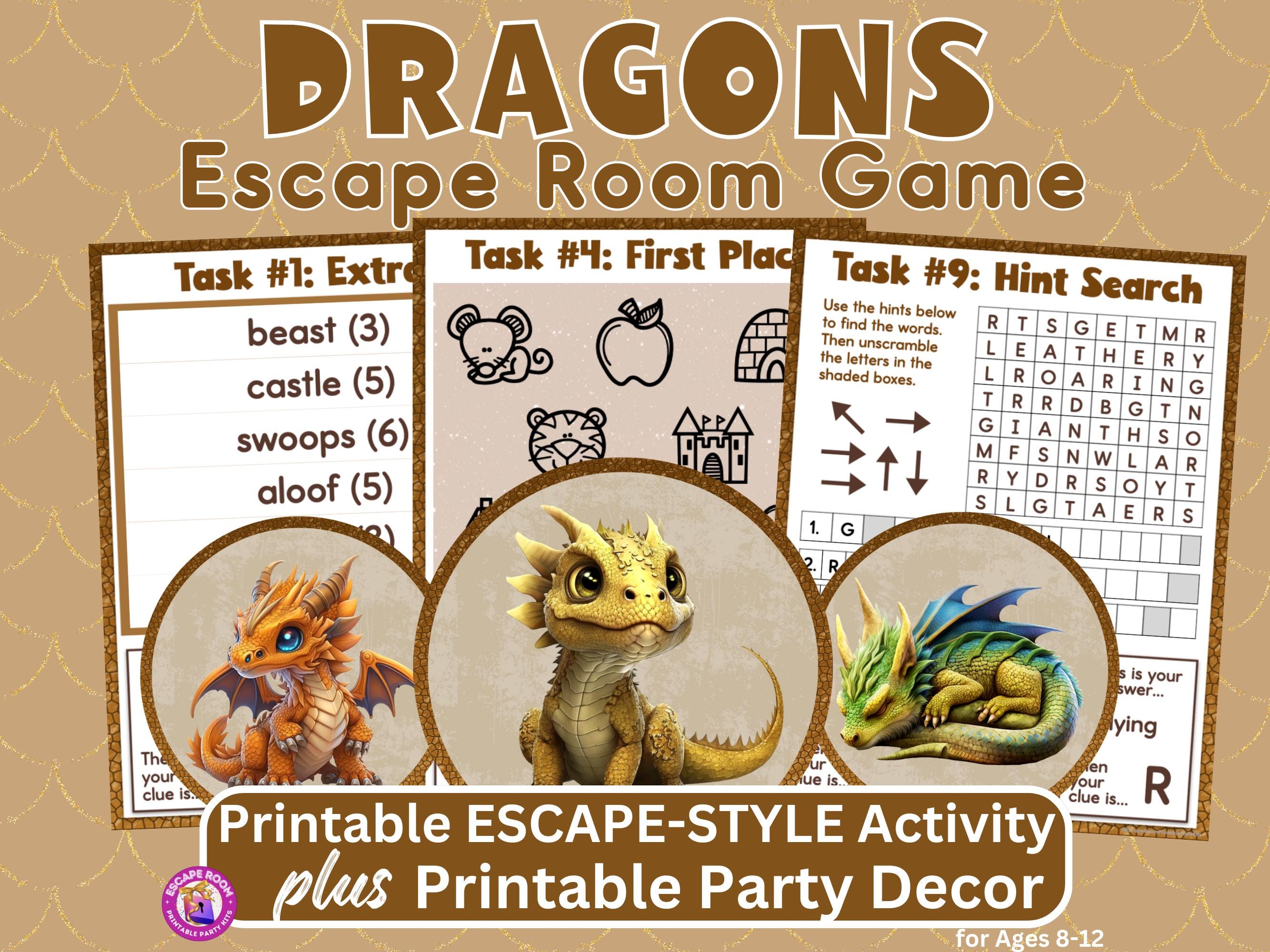 Dragons Printable Escape Room Style Activity for Ages 8-12 With ...