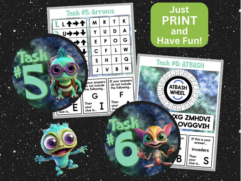 Aliens Printable Escape Style Activity Game for Ages 8-12 With ...