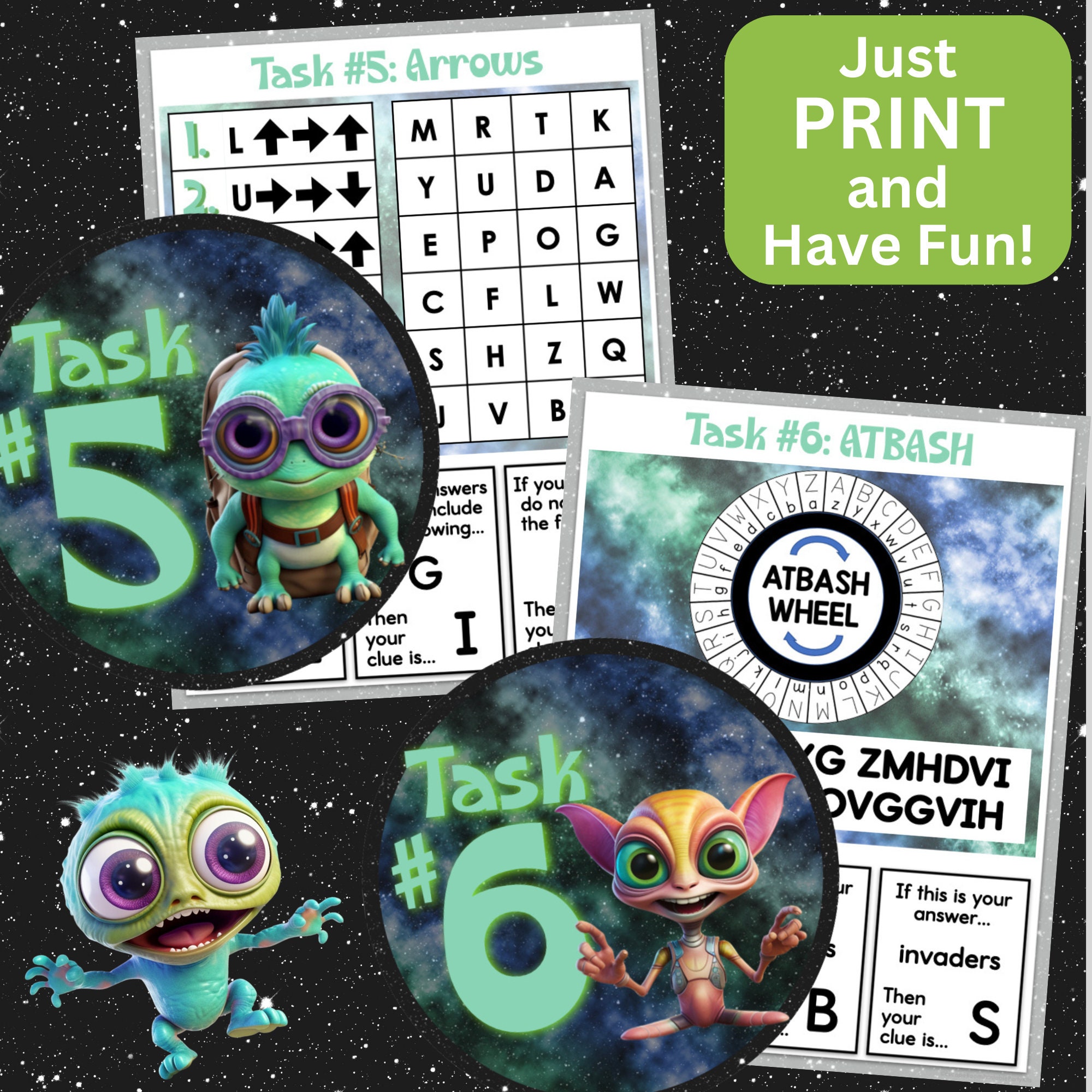 Aliens Printable Escape Style Activity Game for Ages 8-12 With ...