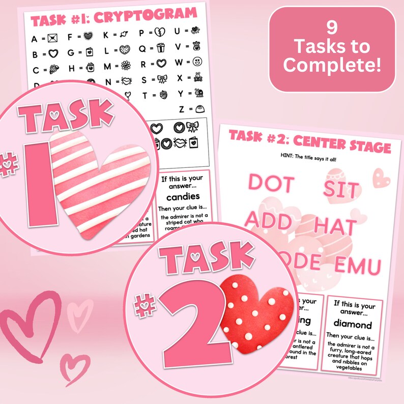 Secret Admirer Valentine's Day Themed Kids Mystery Printable Game Kit ...