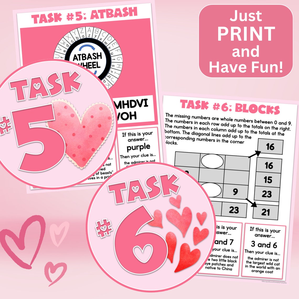 Secret Admirer Valentine's Day Themed Kids Mystery Printable Game Kit ...