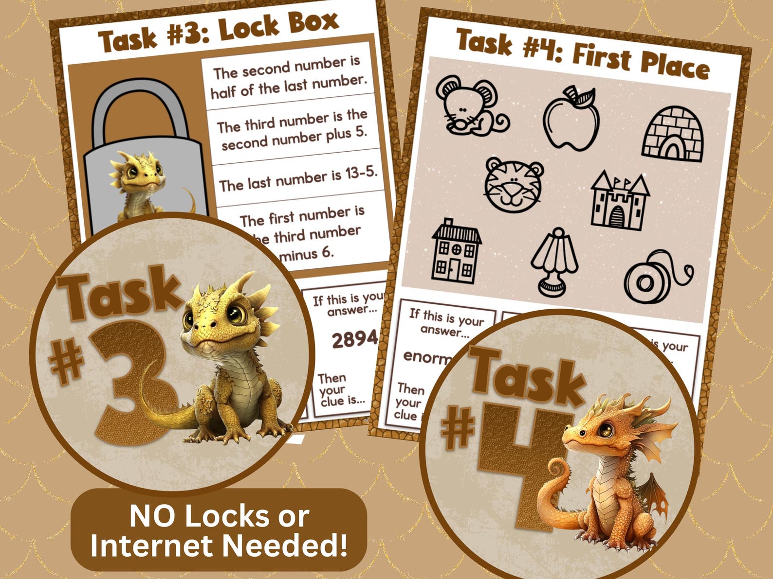 Dragons Escape Room Printable: 9 Task Puzzles & Party Decor (ages 8-12 ...