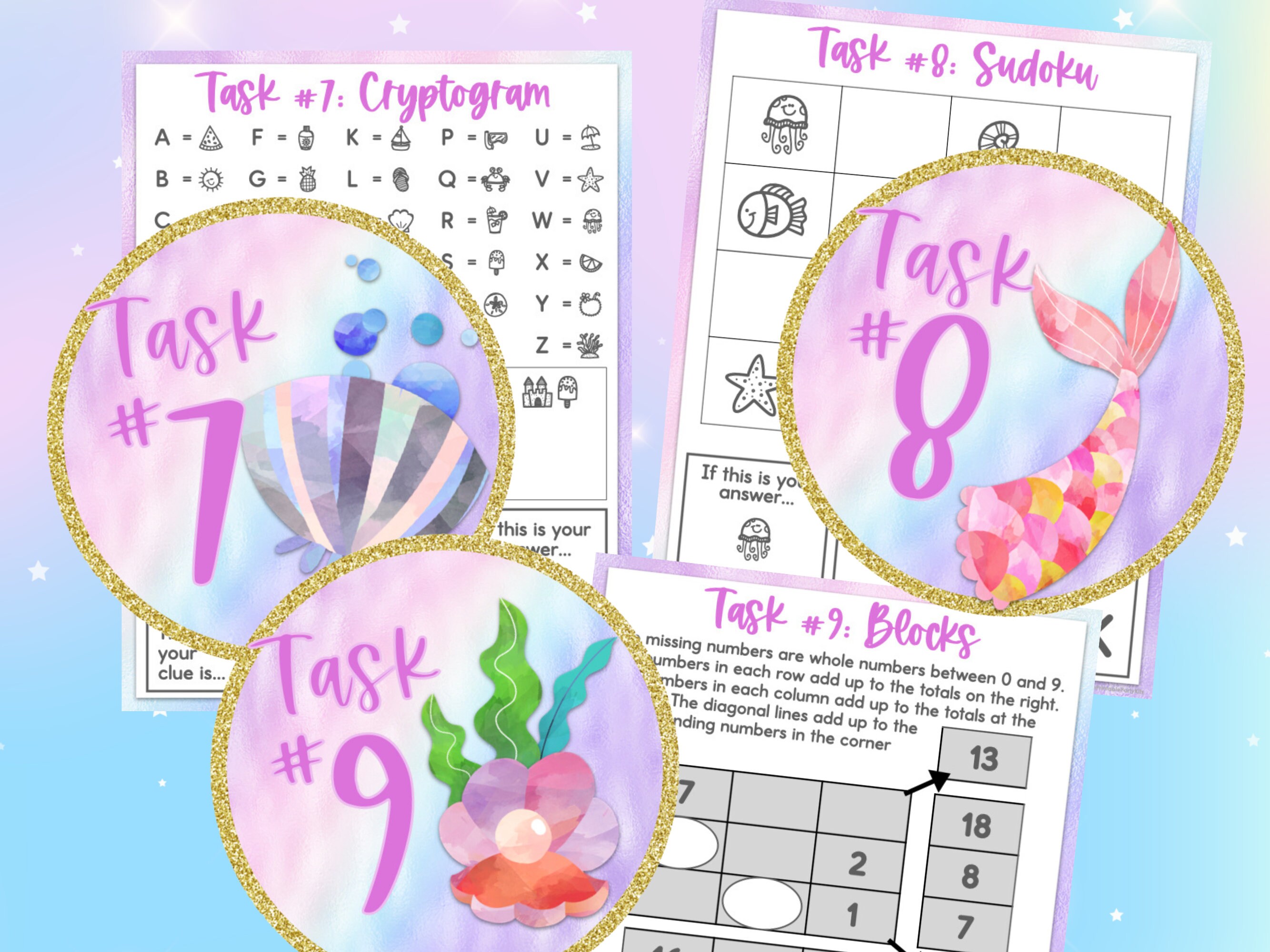 Mermaids Printable Escape Style Activity Game for Ages 8-12 With ...