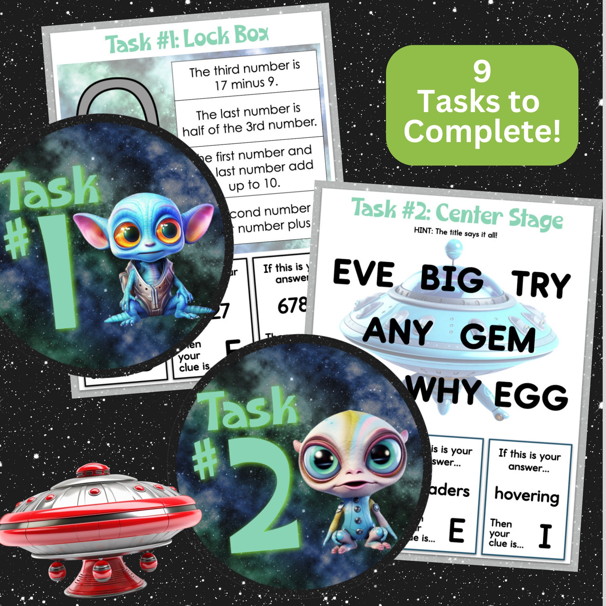 Aliens Printable Escape Style Activity Game for Ages 8-12 With ...