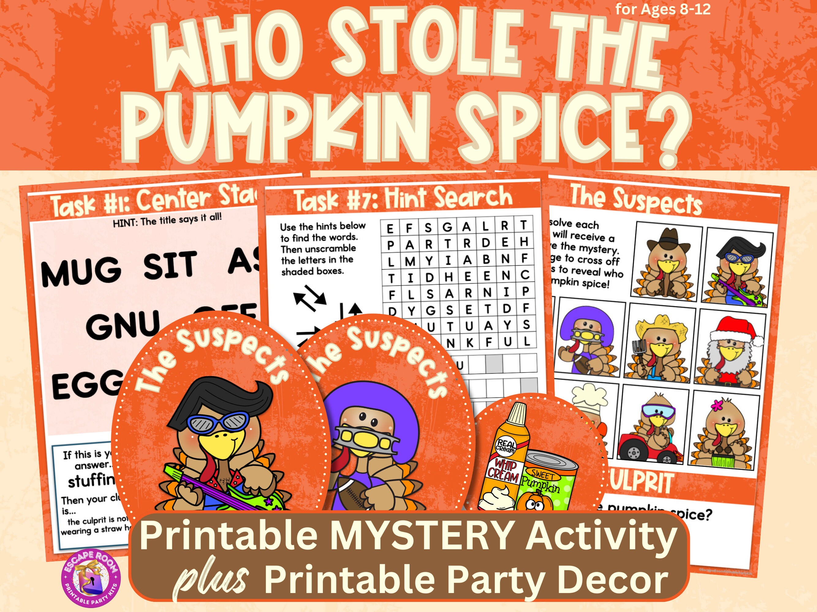 Thanksgiving Mystery Game: Who Stole the Pumpkin Spice? (printable) - Etsy
