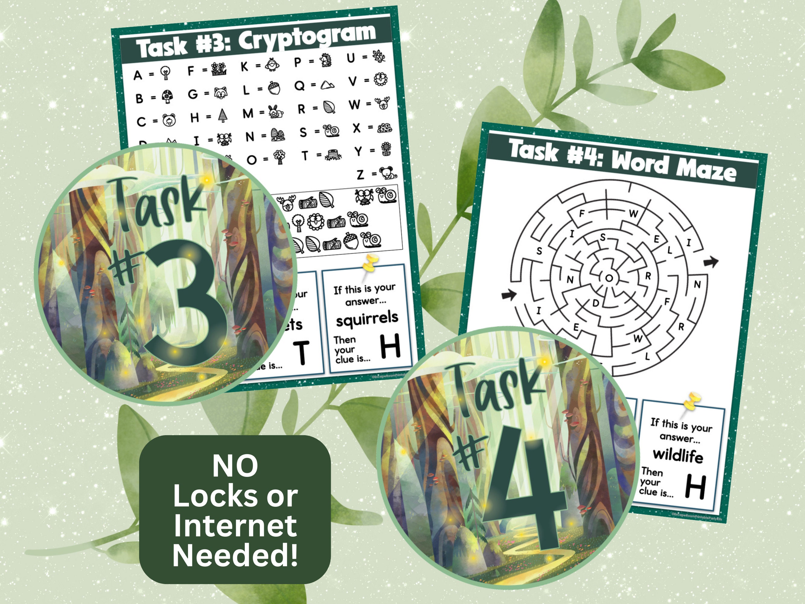 Magical Forest Escape Room Game: Printable Party Decor, 9 Task Puzzles ...