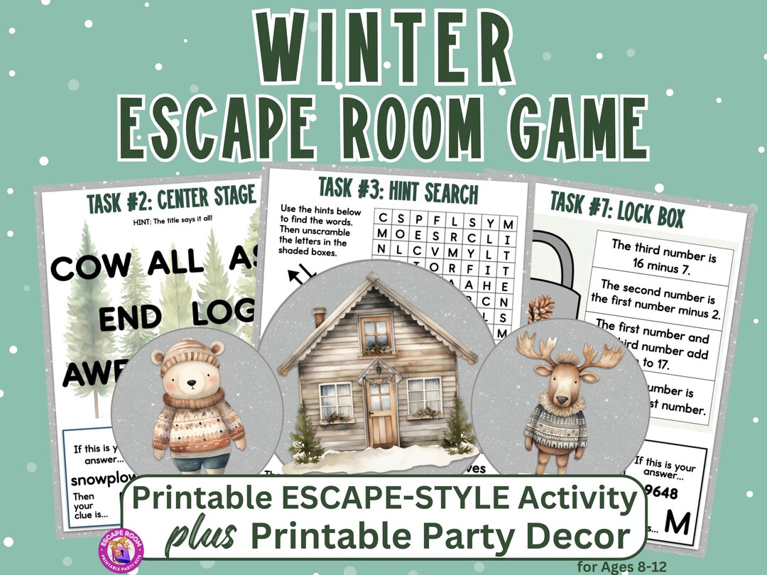 Winter Escape Room Game: Printable Puzzles & Party Decor (ages 8-12) - Etsy