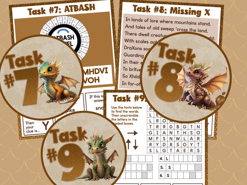Dragons Escape Room Printable: 9 Task Puzzles & Party Decor (ages 8-12 ...