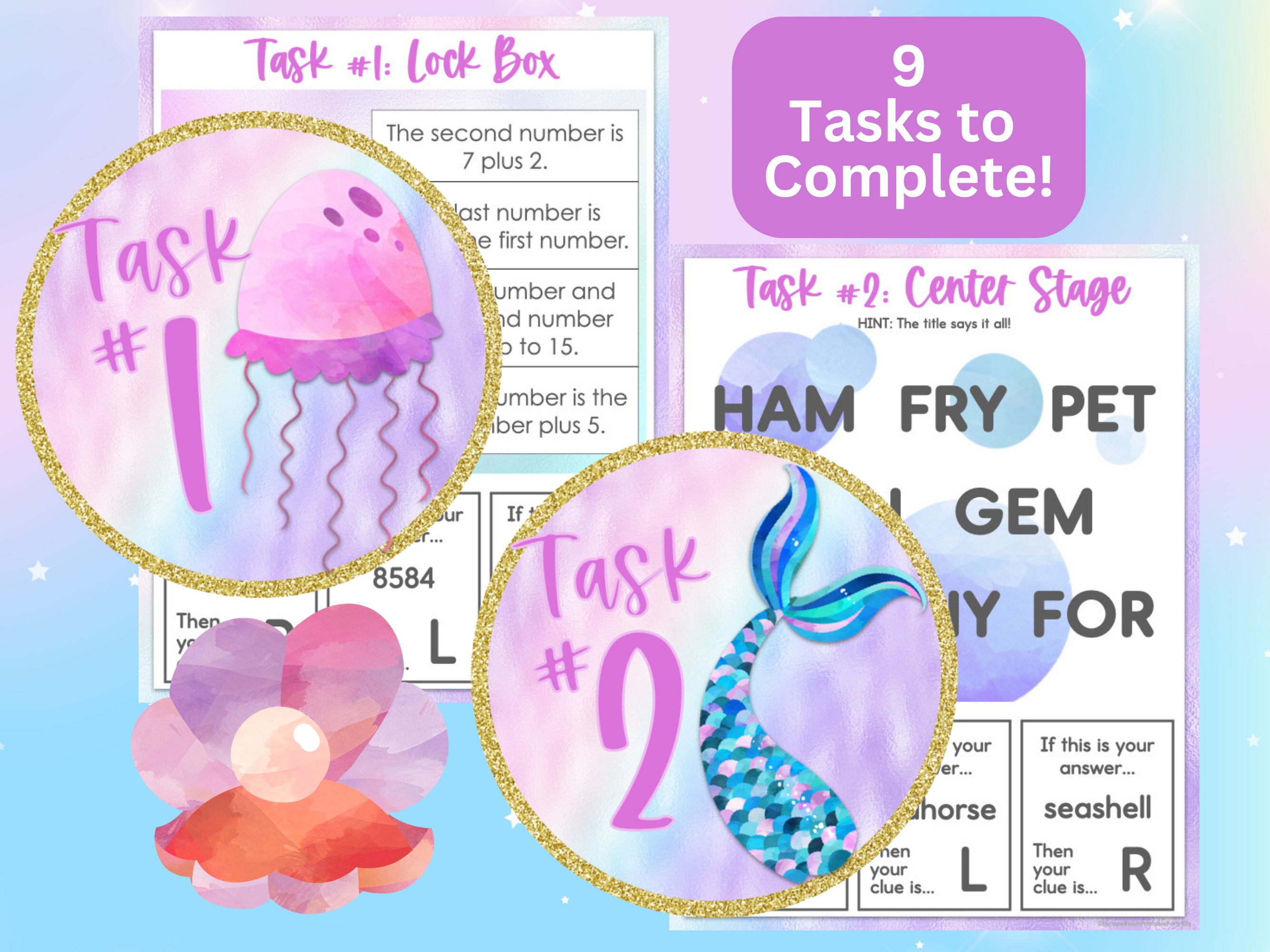 Mermaids Printable Escape Style Activity Game for Ages 8-12 With ...