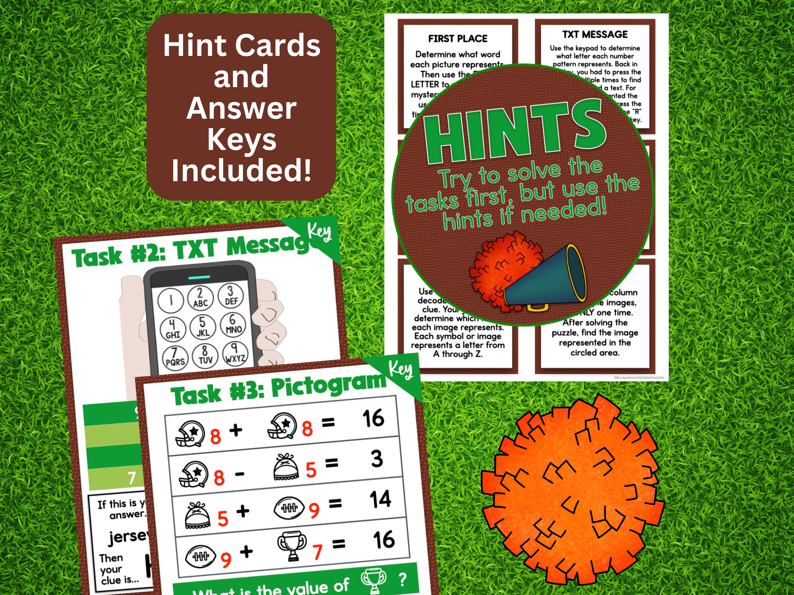 Football Themed Printable Escape Room Style Activity Game for Ages 8-12 ...