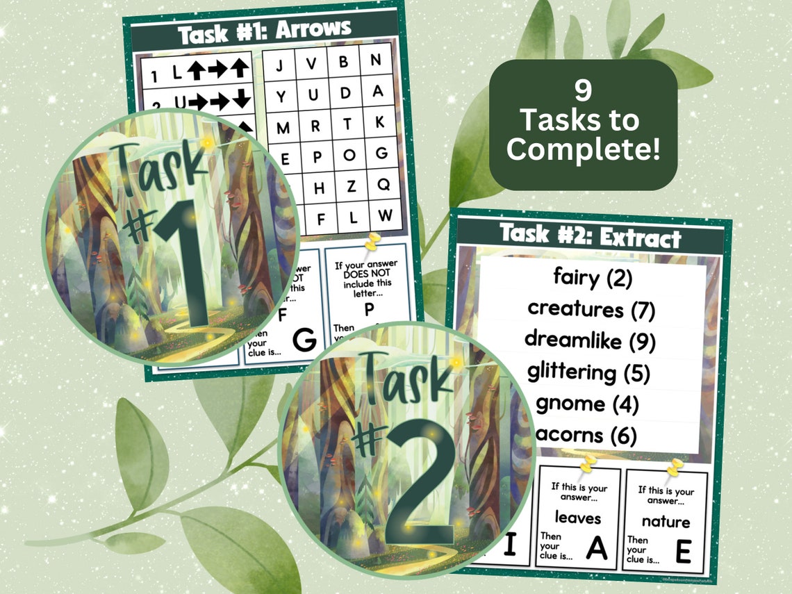 Magical Forest Escape Room Game: Printable Party Decor, 9 Task Puzzles ...