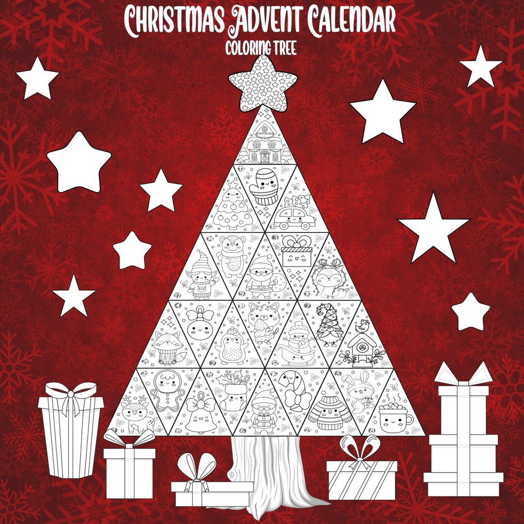 Advent Calendar Coloring Activity Printable | Christmas Advent Calendar ...