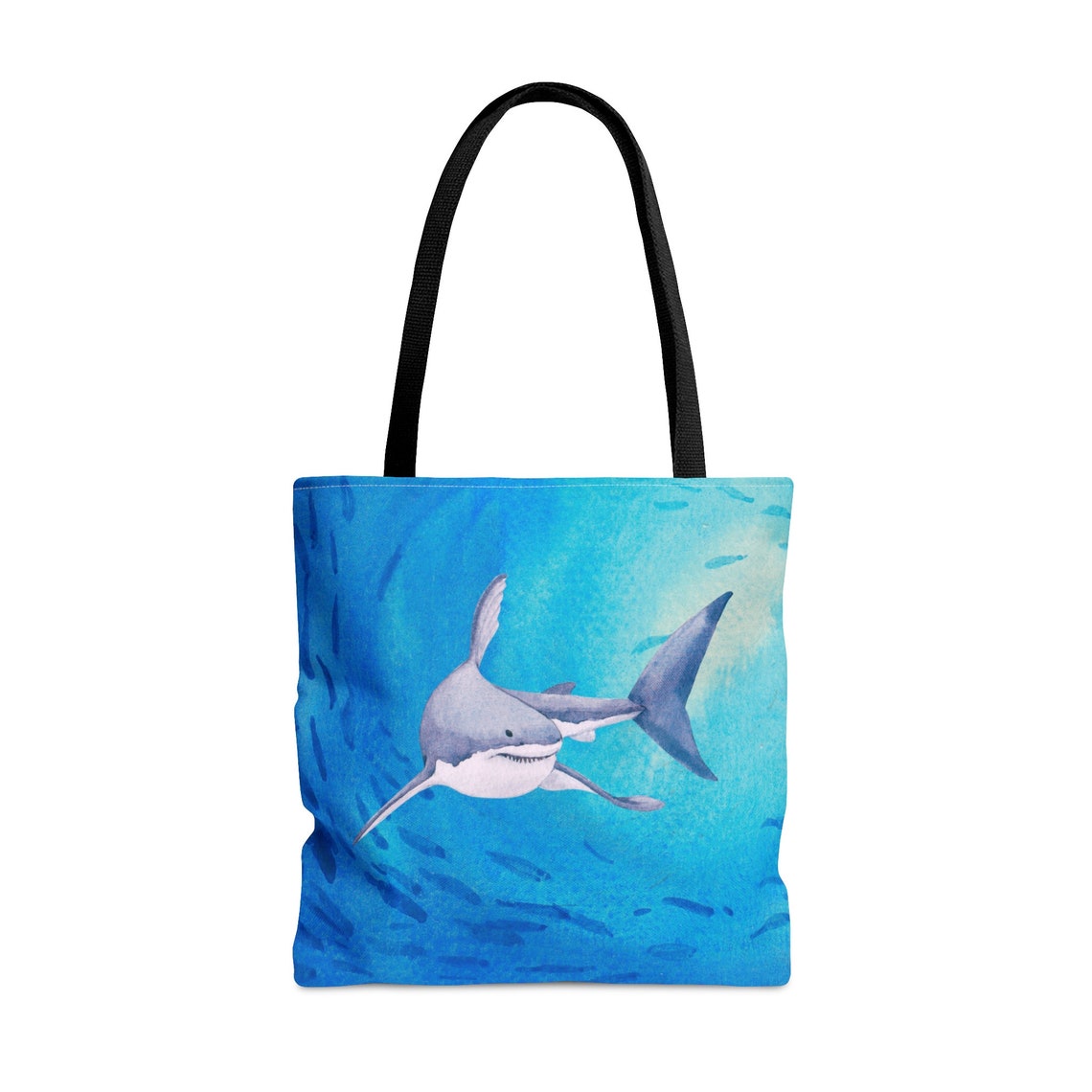 Great White Shark Swimming With Fishes Tote Bag, Stylish Great White ...