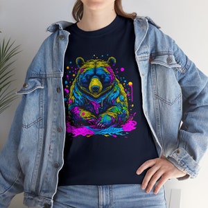 Psychedelic Trippy Bear Unisex Tee Shirt, Colorful Bear Design T-shirt, Vibrant Graphic Bear T ...