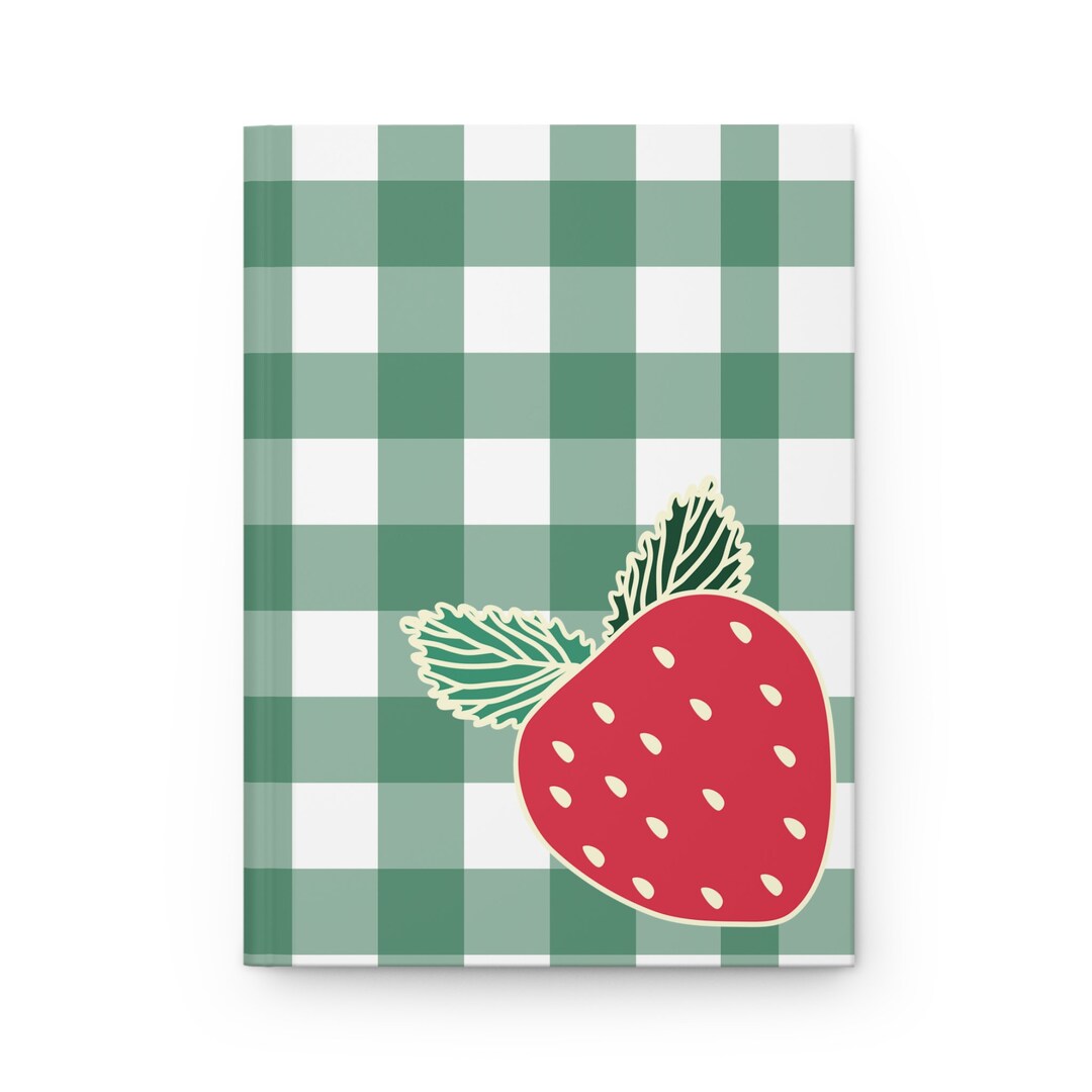 Cottagecore Green Plaid Journal With Bright Red Strawberry - Bridgerton ...