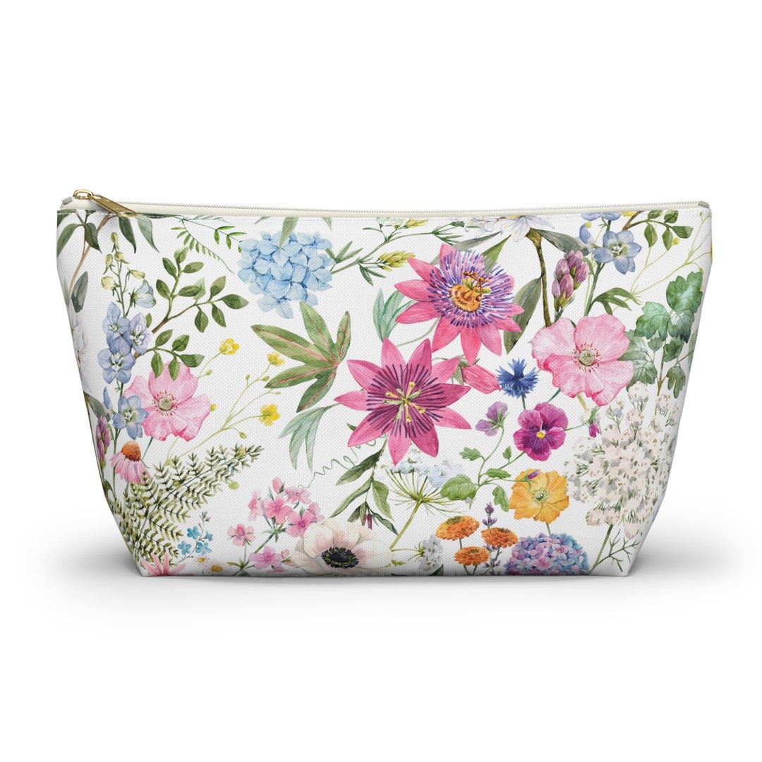 Cottagecore Bright Large Floral Makeup Bag. Cottagecore Dorm Decor ...