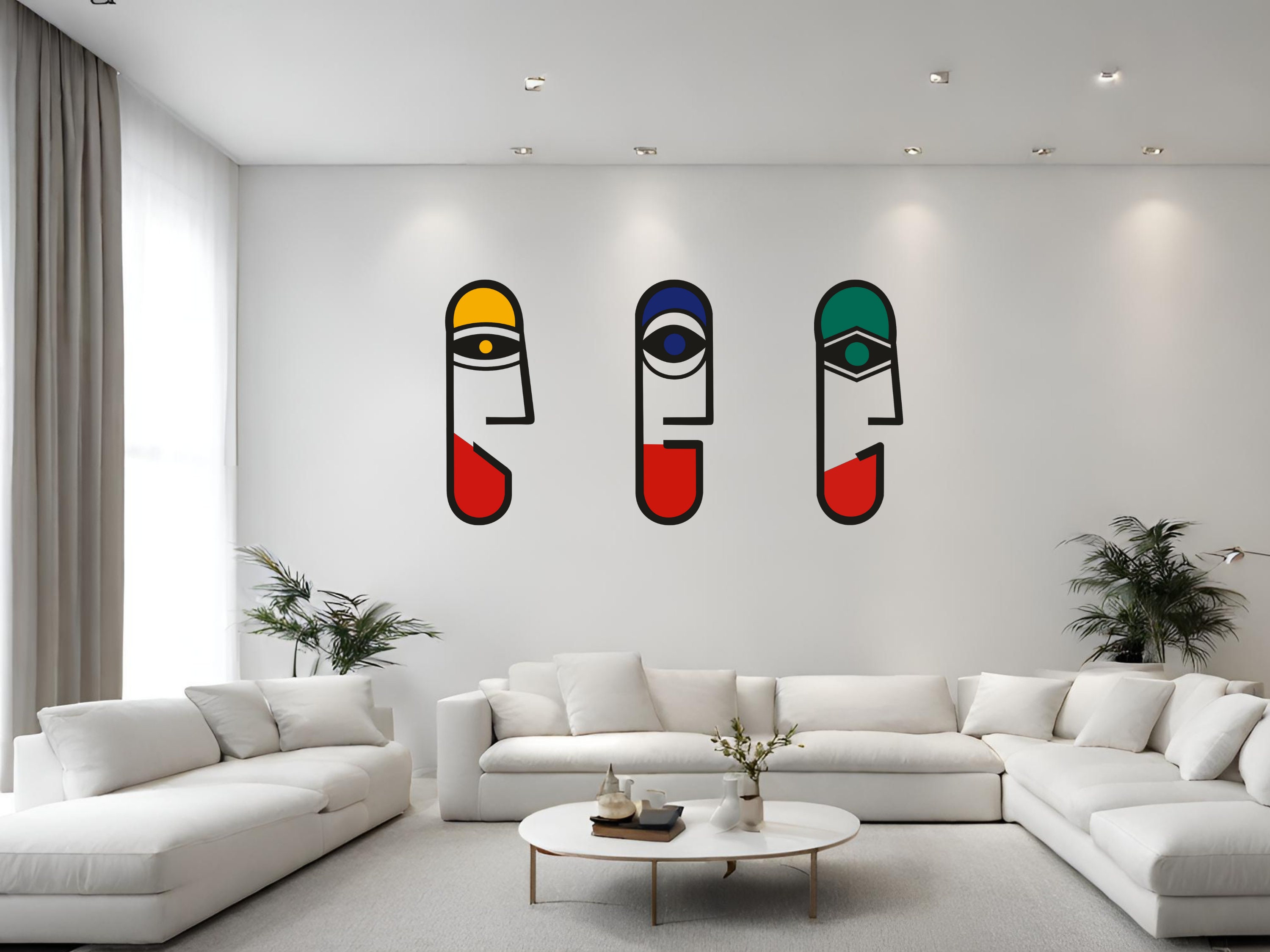 Colorful Triplets Decor, Colorful Metal Wall Decor, Multicolor Metal ...