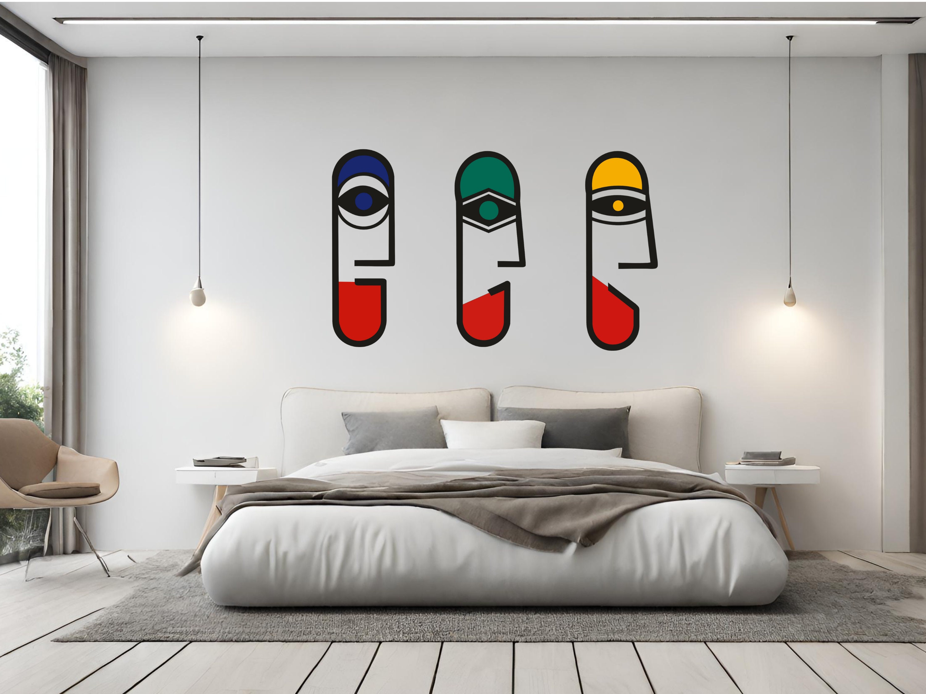 Colorful Triplets Decor, Colorful Metal Wall Decor, Multicolor Metal ...