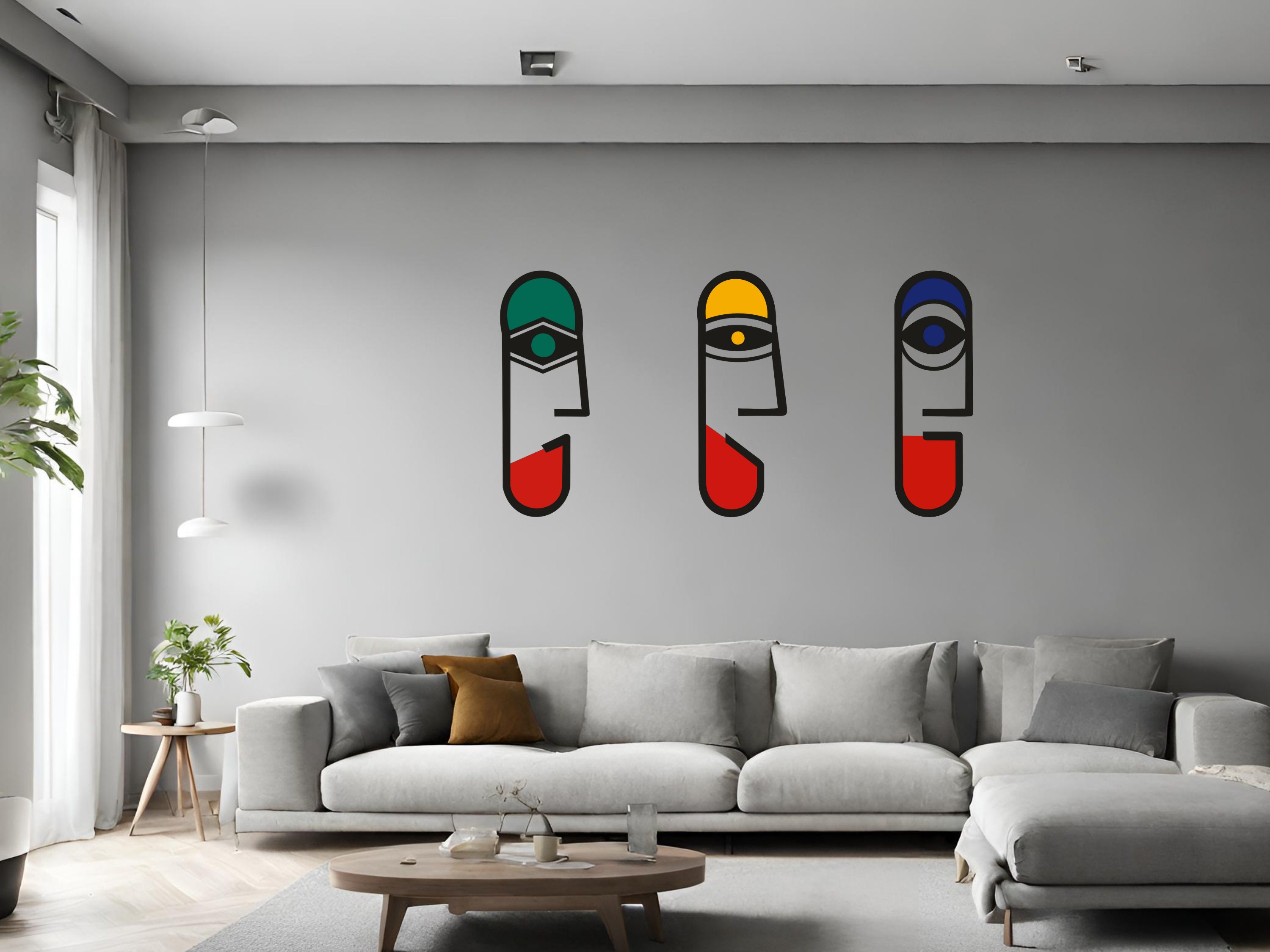 Colorful Triplets Decor, Colorful Metal Wall Decor, Multicolor Metal ...