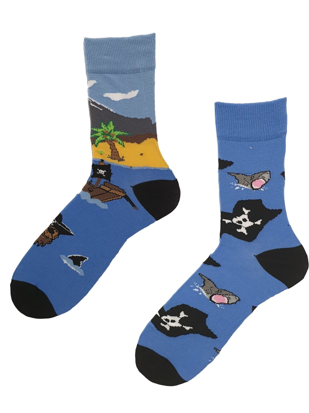 Pirates Shark Ship Unisex Socks, Funny Socks, Cozy Socks, Men Socks ...