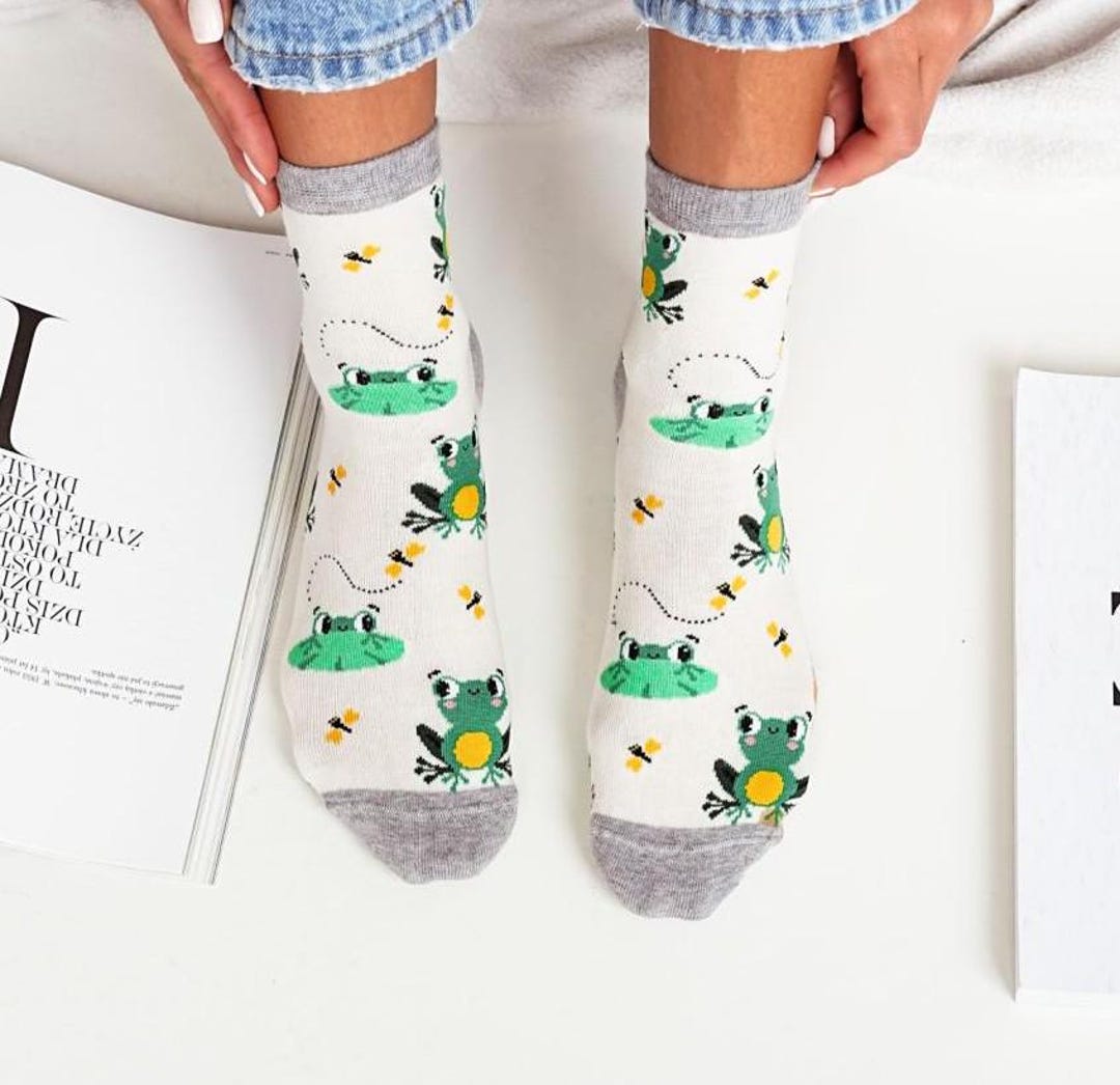Frog Happy Frogs Unisex Socks, Socks, Funny Socks, Cozy Socks, Crazy Socks, Colorful Socks, Gift ...
