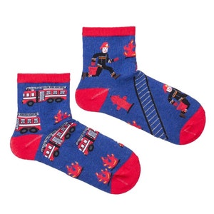 Fireman Firetruck Kids Socks: Fun Mismatched Cotton Socks - Etsy