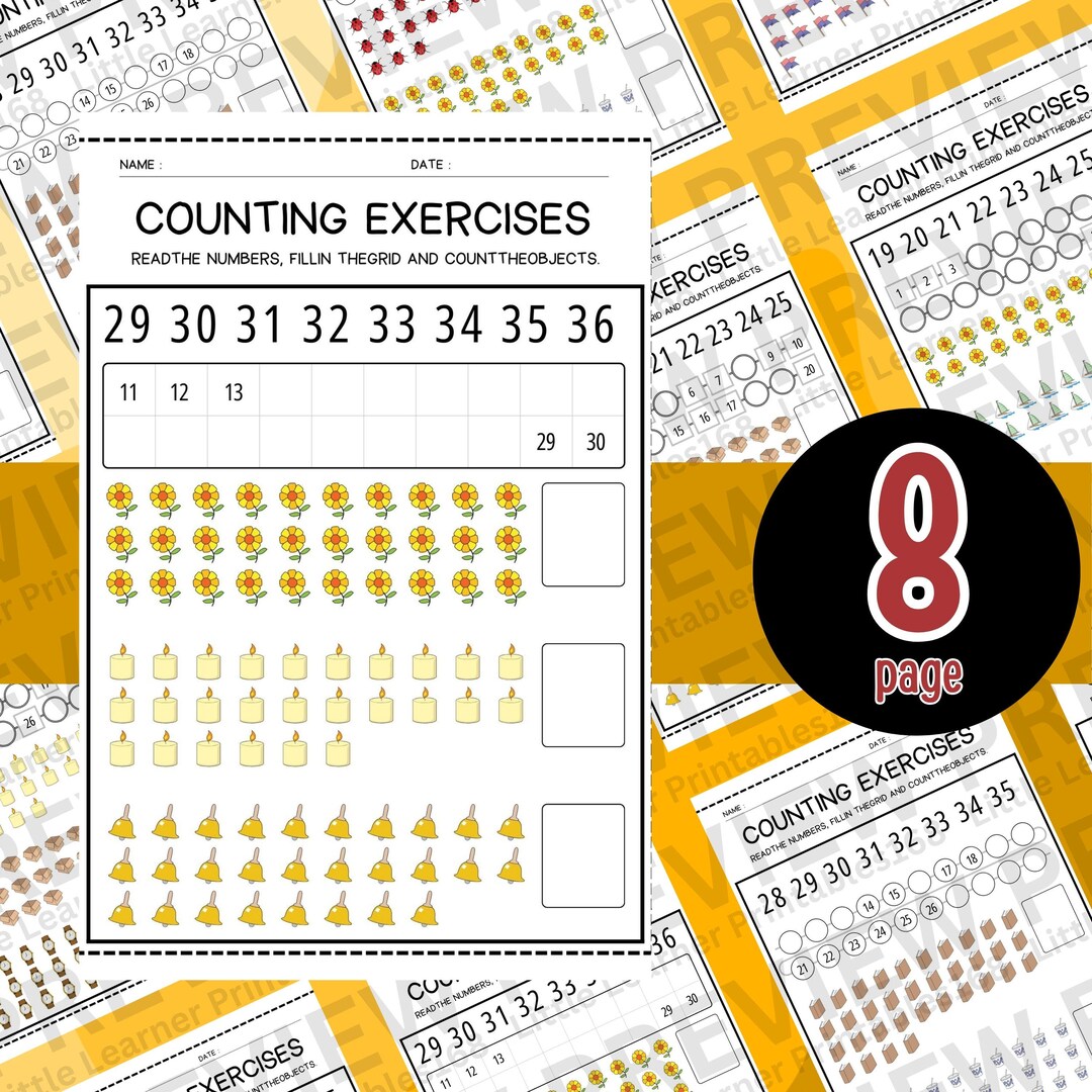 Counting Exercises Worksheets: Number Recognition and Math Practice ...