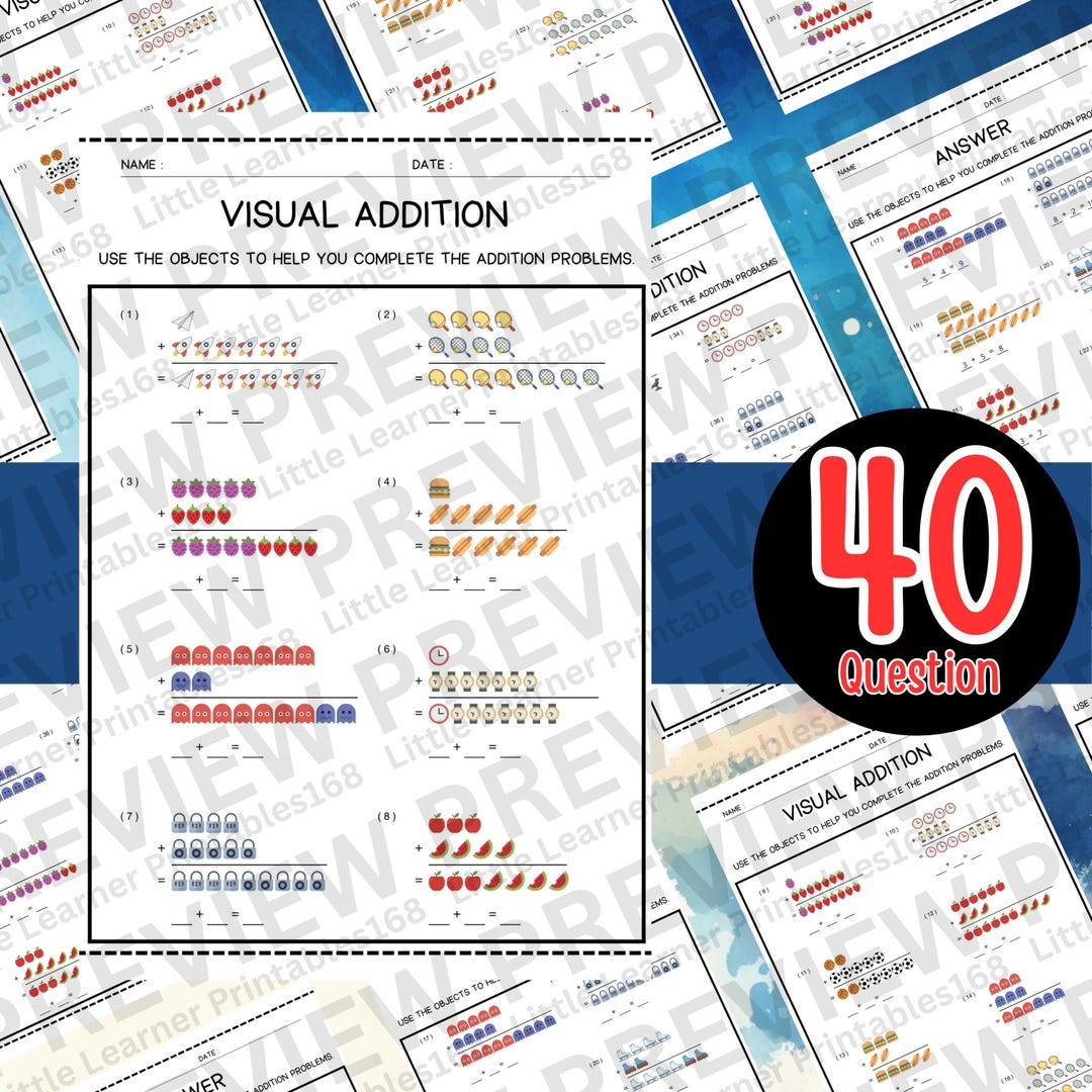 Visual Addition Worksheets: Math Practice With Pictures (PDF Download ...