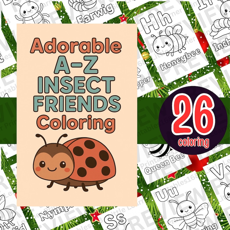 Insect Alphabet Coloring Book – A-Z Printable Pages (PDF) - Etsy