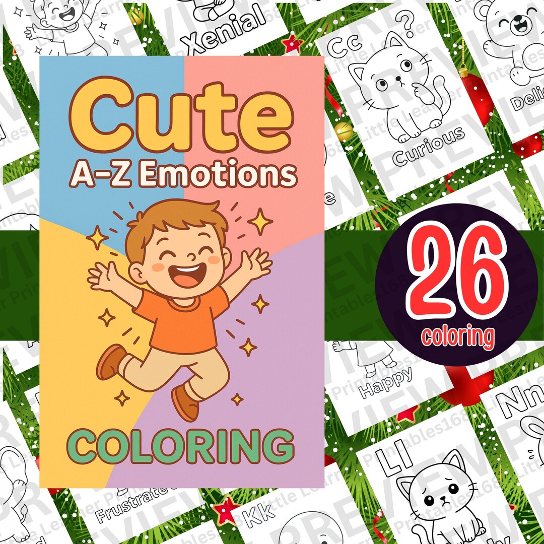 Emotions Coloring Book: A-Z Alphabet, Preschool Learning (PDF) - Etsy
