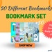 Printable Bookmarks 50 Different Bookmarks Bookmark Digital Download ...