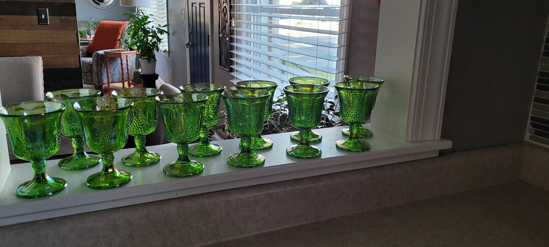 Indiana Harvest Grape Pattern Green Carnival Glasses Sold in Sets of 2 ...