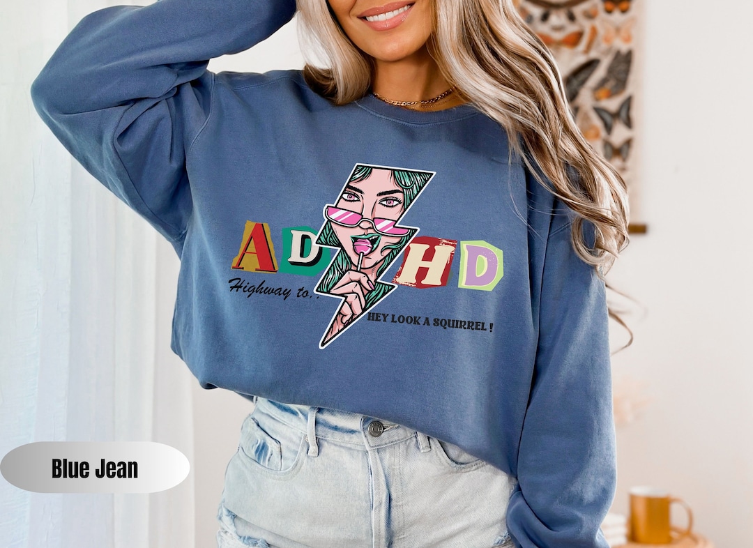 ADHD Highway To...hey Look a Squirrel Sweater, Funny Adhd Sweatshirt ...
