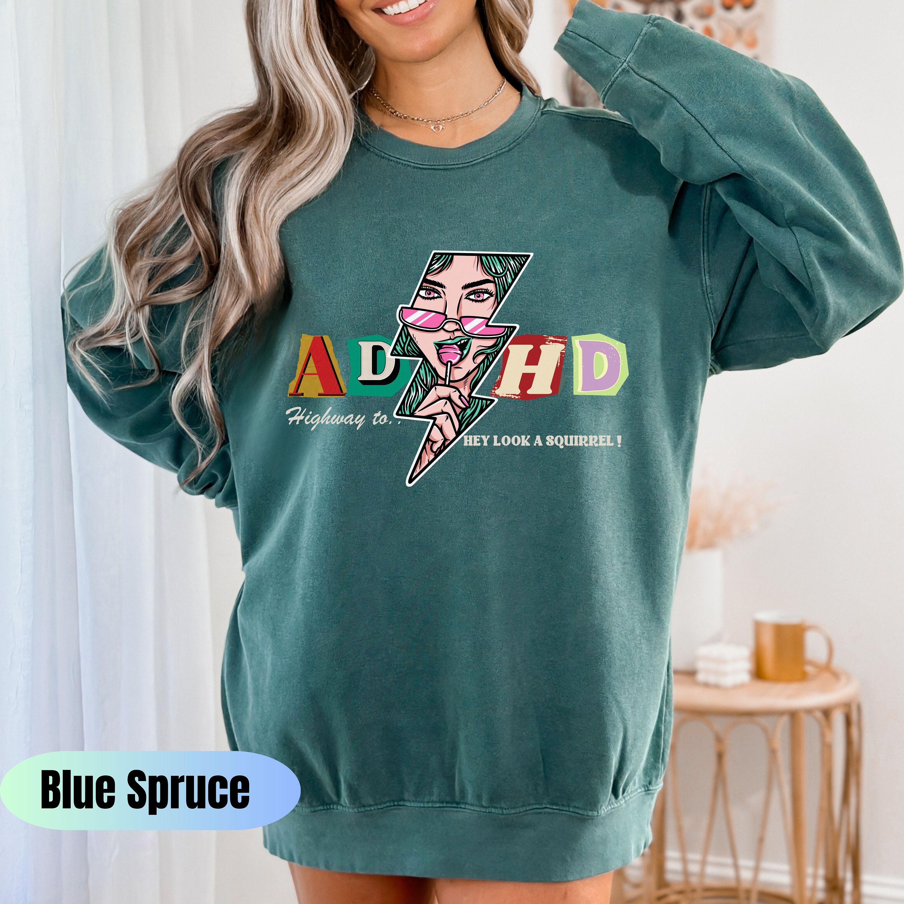ADHD Highway To...hey Look a Squirrel Sweater, Funny Adhd Sweatshirt ...