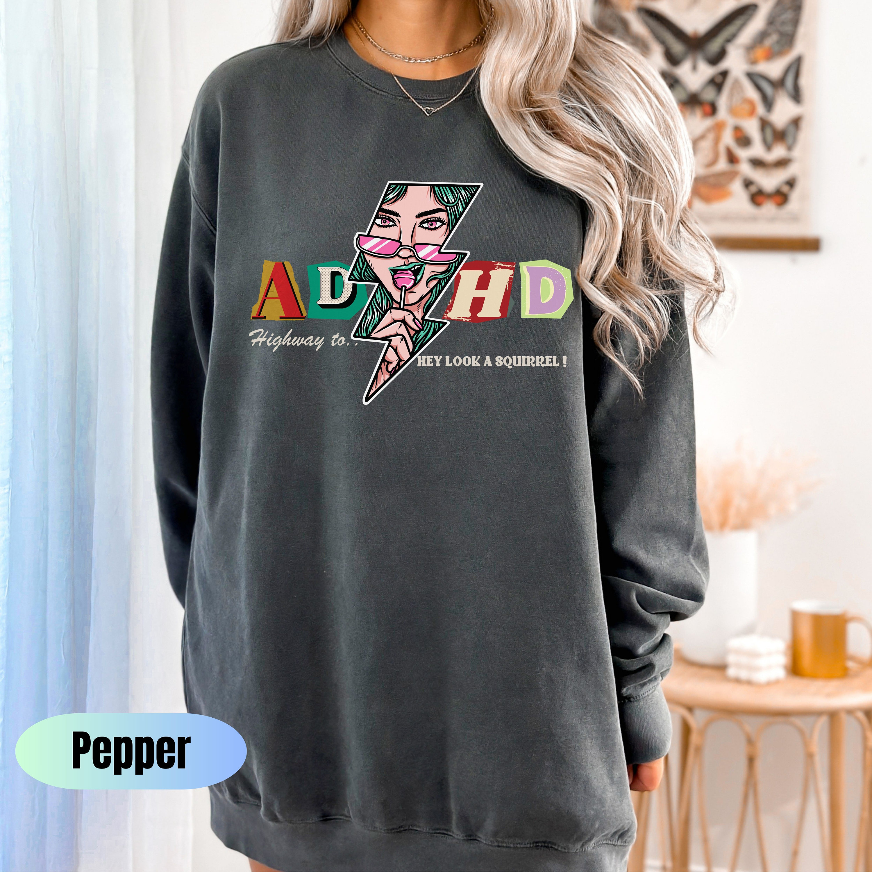 ADHD Highway To...hey Look a Squirrel Sweater, Funny Adhd Sweatshirt ...