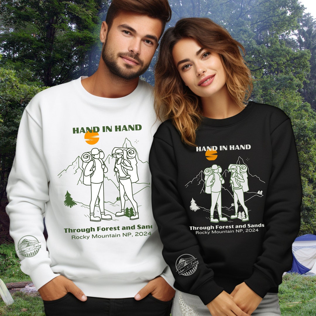 Custom Camping Couple Sweatshirt F, Camping Hiking Couples Anniversary ...