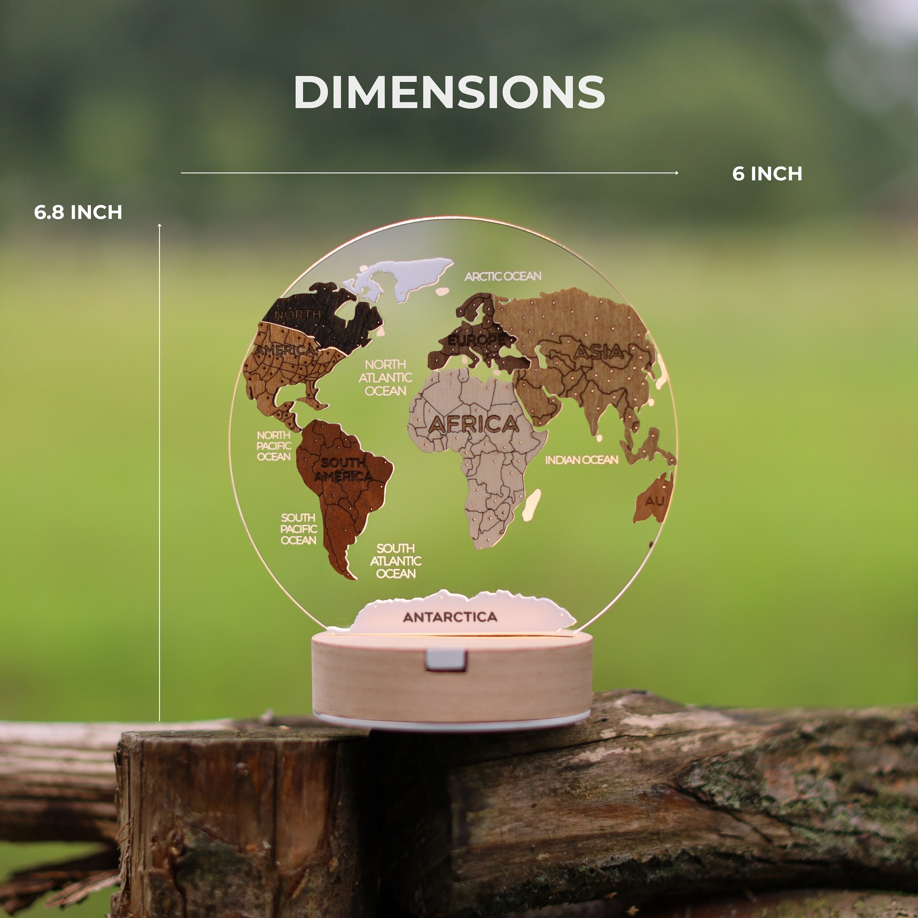 Push Pin Mini World Travel Map, Personalizable Wood Map With Light ...