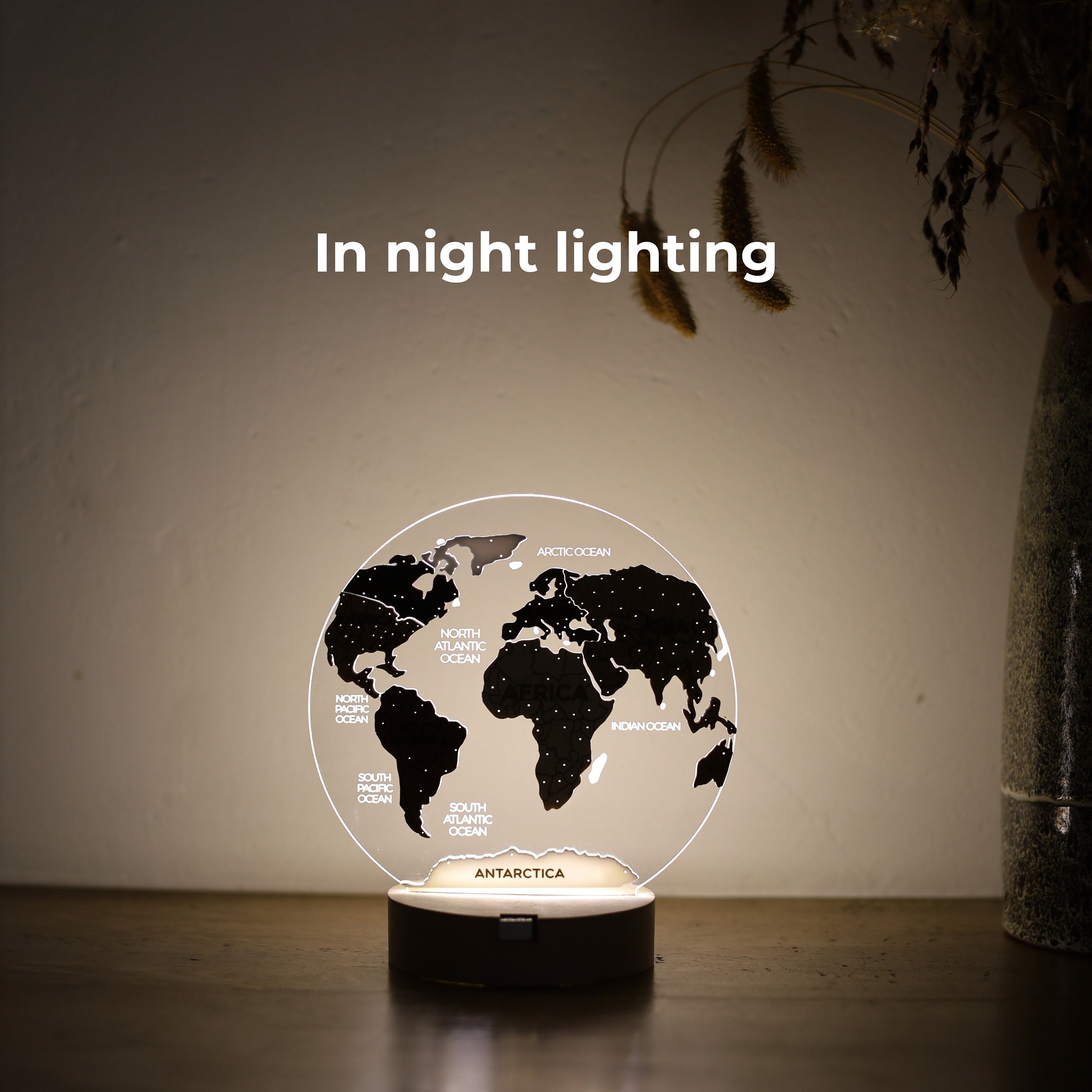 Push Pin Mini World Travel Map, Personalizable Wood Map With Light ...