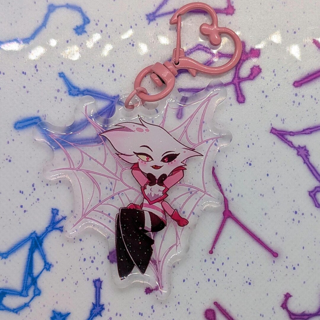 Angel Dust Charm Hazbin Hotel Angel Dust Epoxy Glitter Keychain - Etsy