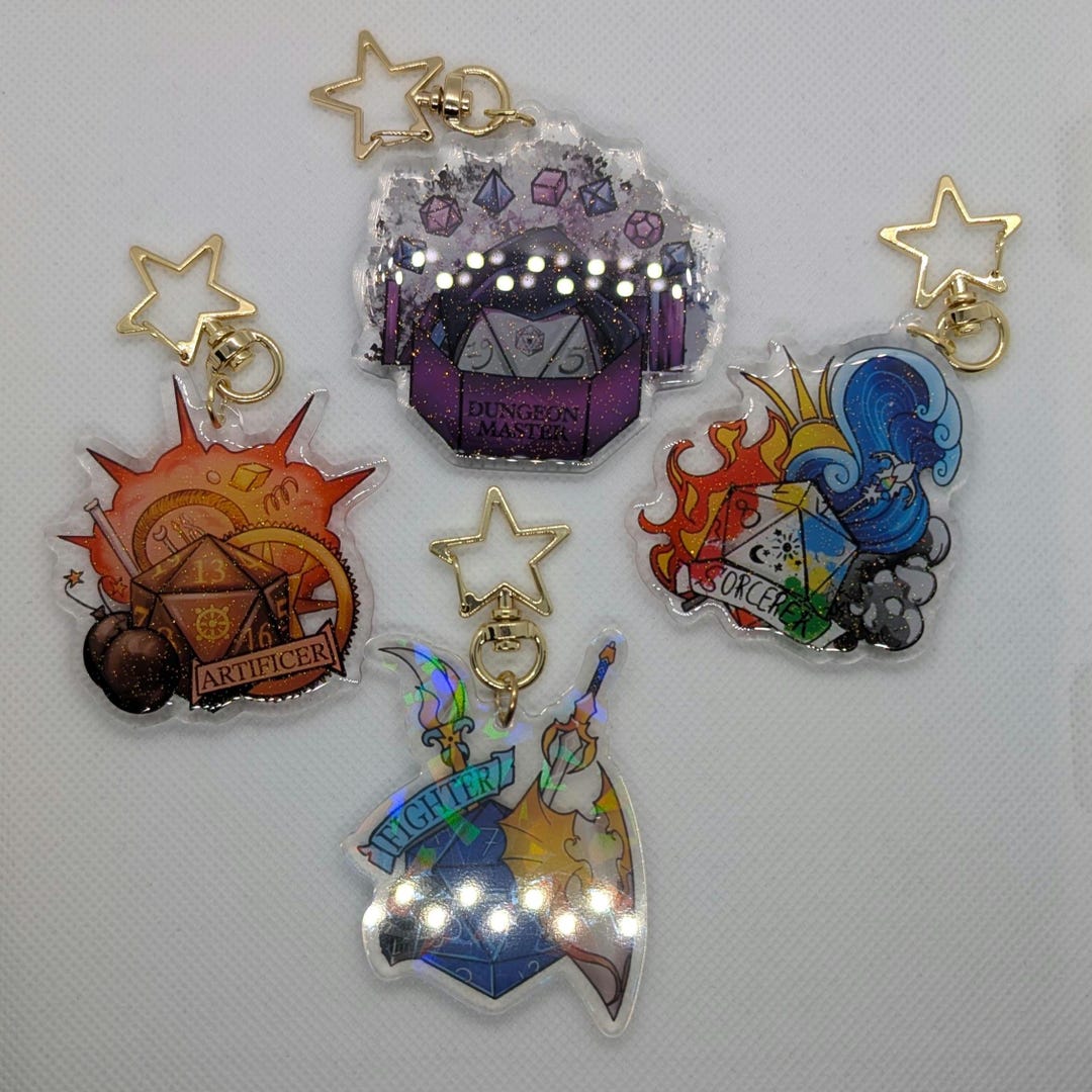 DND Acryl Charms Schlüsselanhänger Dungeon Meister, Handwerker, Kämpfer ...