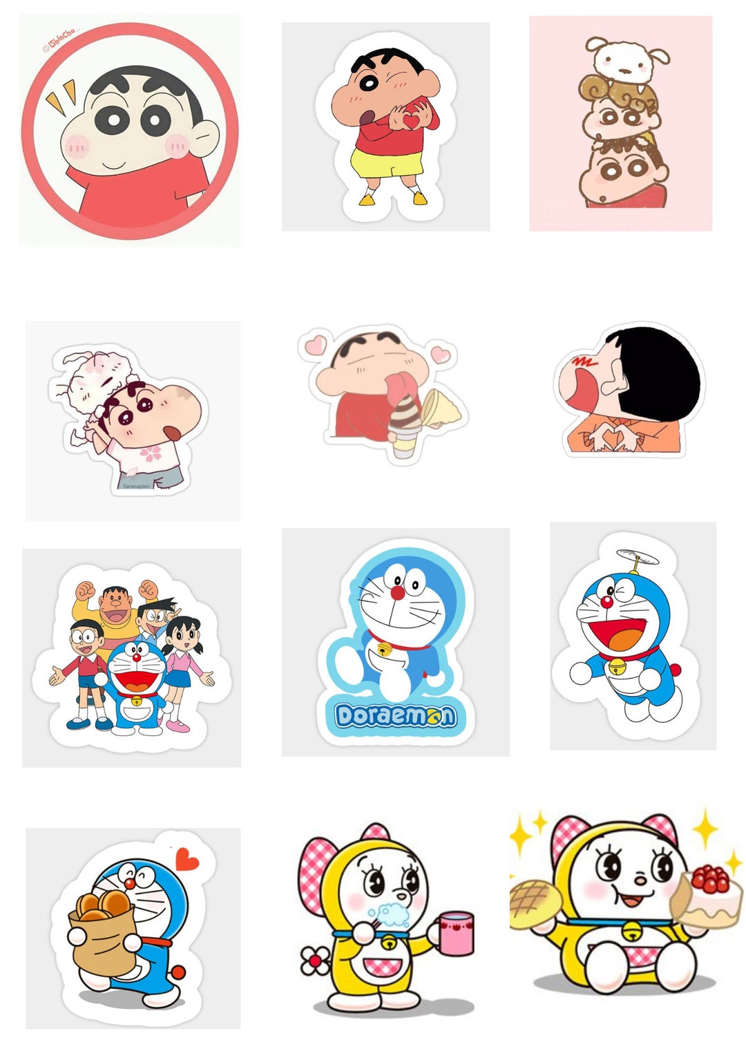 Cute Rectangular Shinchan Doraemon Stickers - Etsy