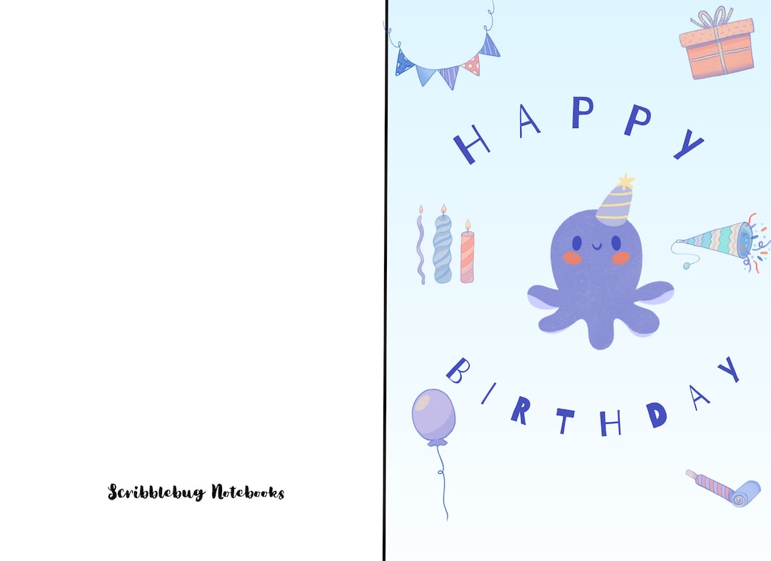 Blue Rectangular Birthday Card for Invitation - Etsy