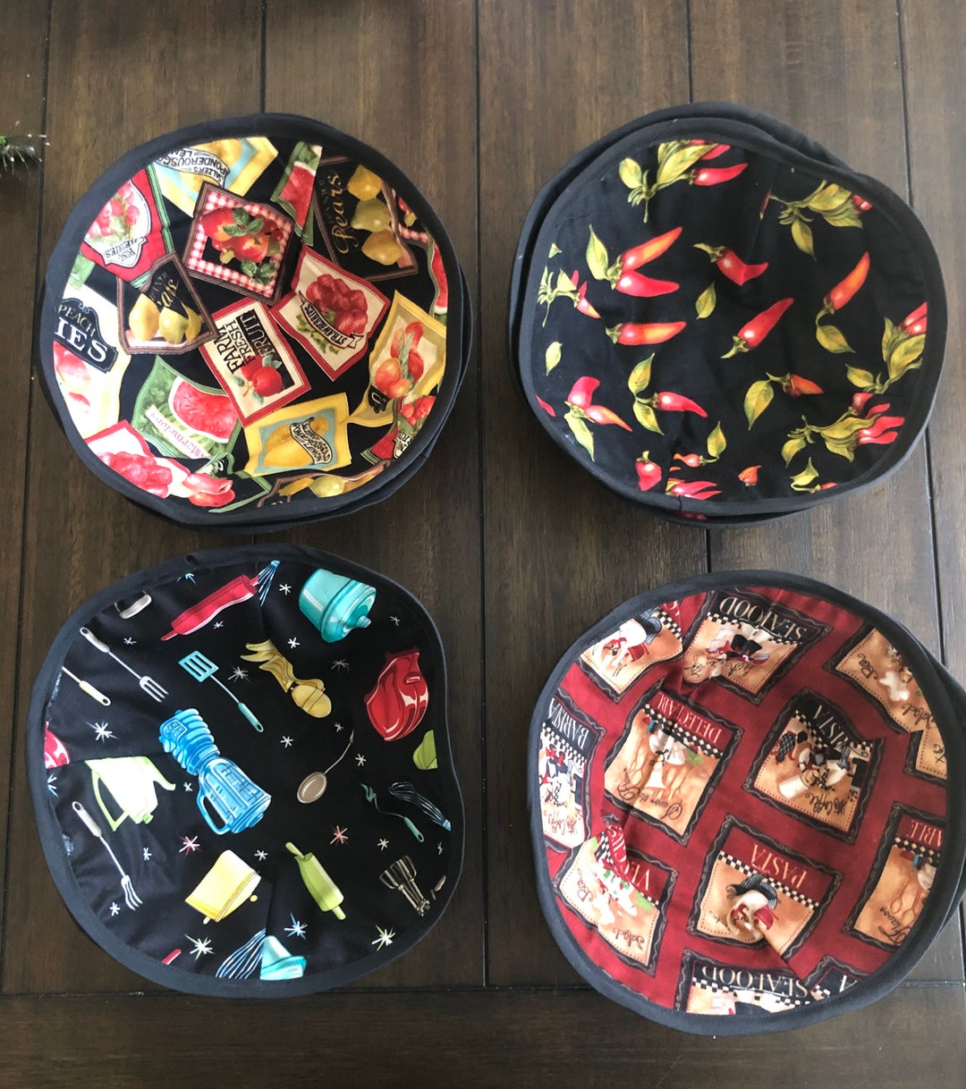 Microwavable Bowl Cozy Kitchen Bowl Warmers Chef Theme, Peppers ...