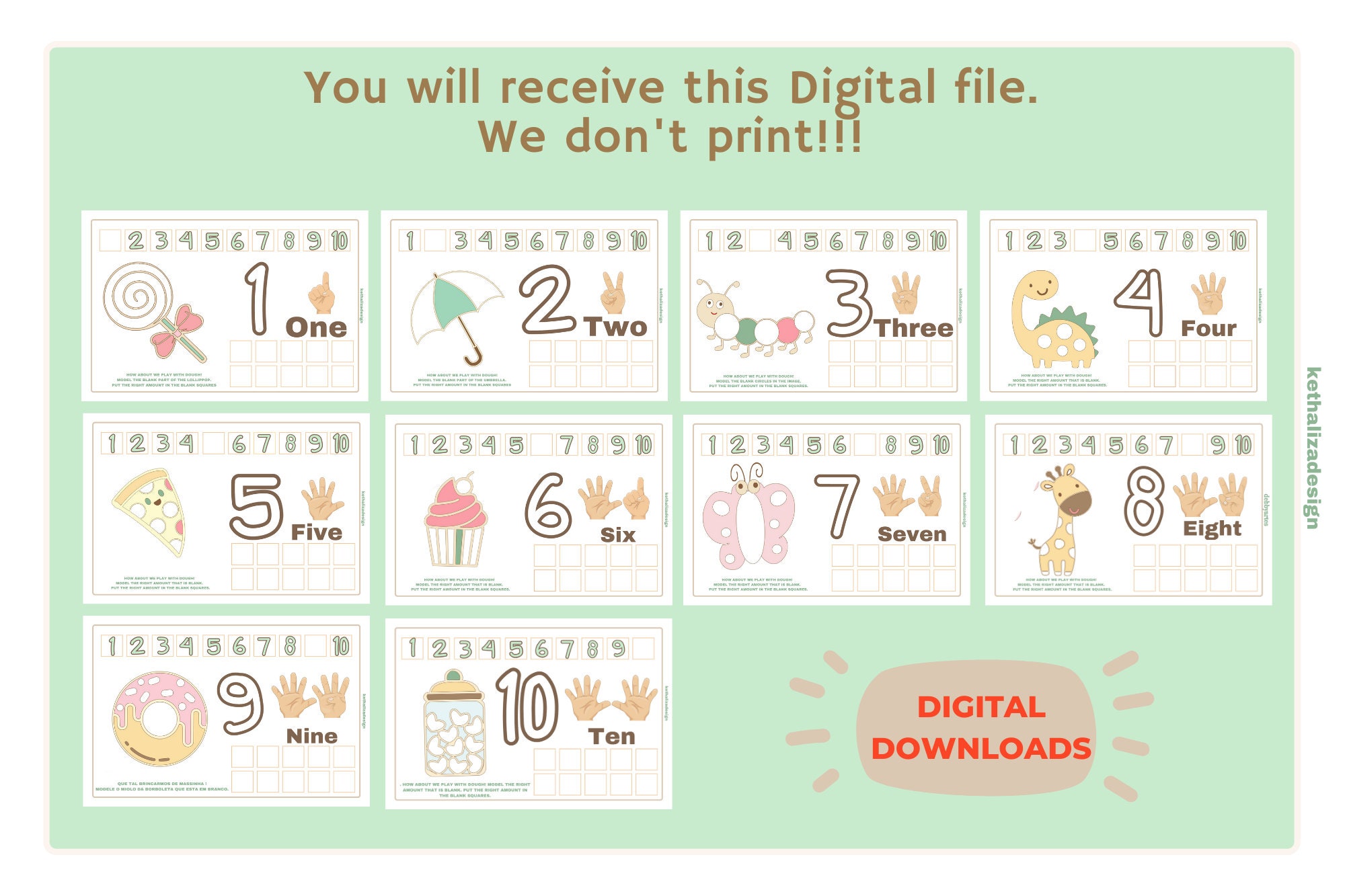 Home School Activity for Early Years Numbers 1 to 10. Play and Learning ...